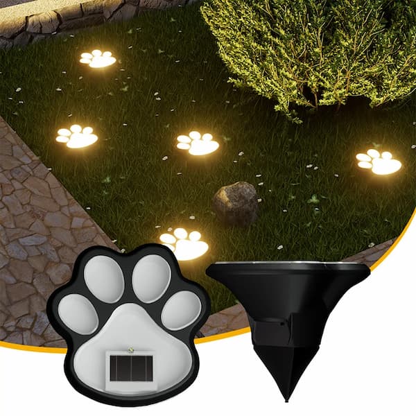Solar Paw Print Garden Lights | Waterproof LED Outdoor Pathway Lamps ...