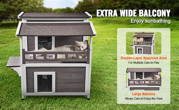 Premium Outdoor Wooden Cat & Small Pet House – Weatherproof 2-Story ...